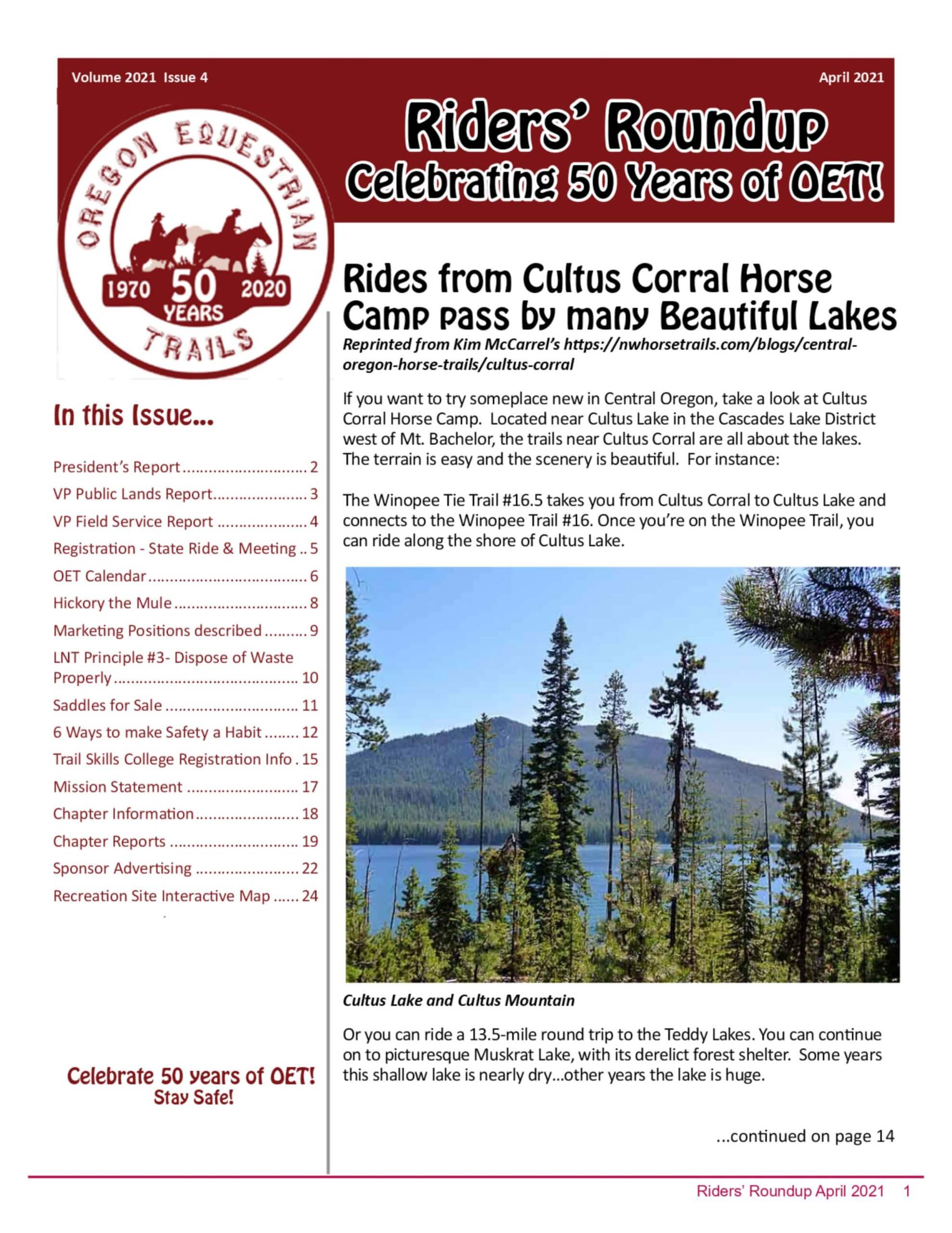 Oregon Equestrian Trails April 2021 Newsletter - Oregon Horse Council